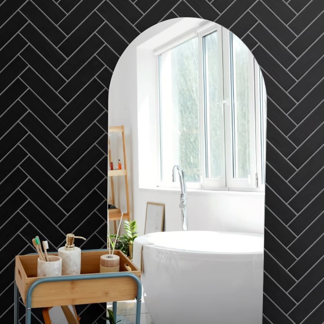 Brava BLACK- 60 x 217 Gloss & Satin Subway – Tile & Stone Gallery